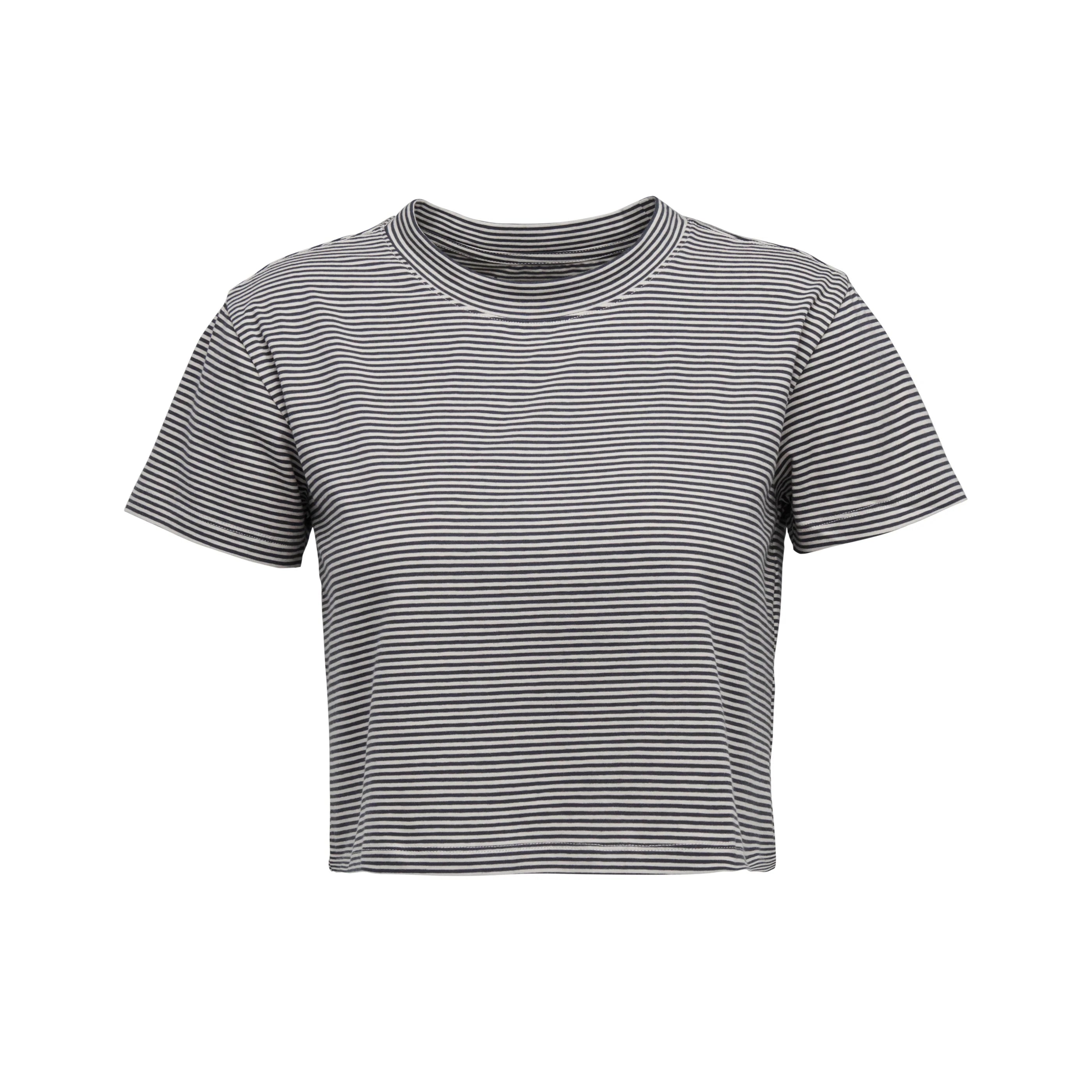 Stripe Crop Tee - Off White / Charcoal – Boulder Rooms
